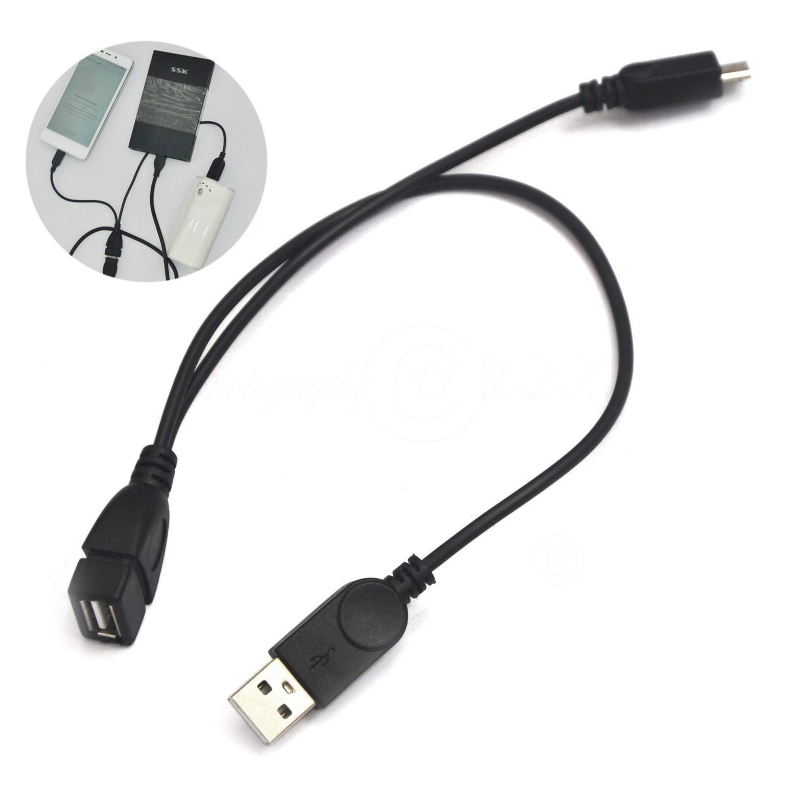 Micro USB Host OTG Cable With USB Power for Cell Phone Mobile HDD Data ...